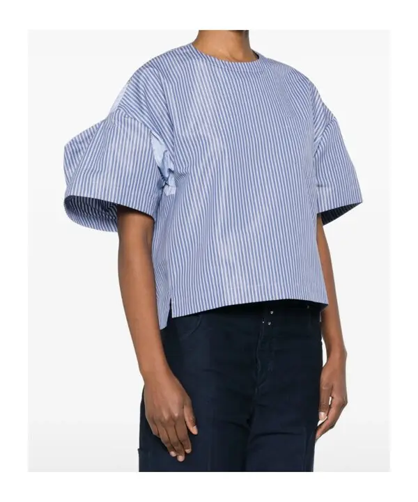 Sacai Striped Shirt With Chest Pocket And Back Zip