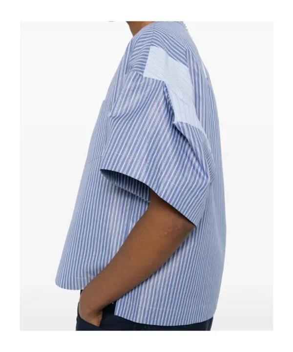 Sacai Striped Shirt With Chest Pocket And Back Zip