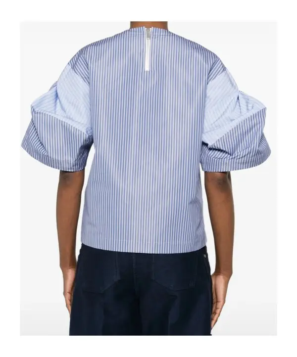 Sacai Striped Shirt With Chest Pocket And Back Zip