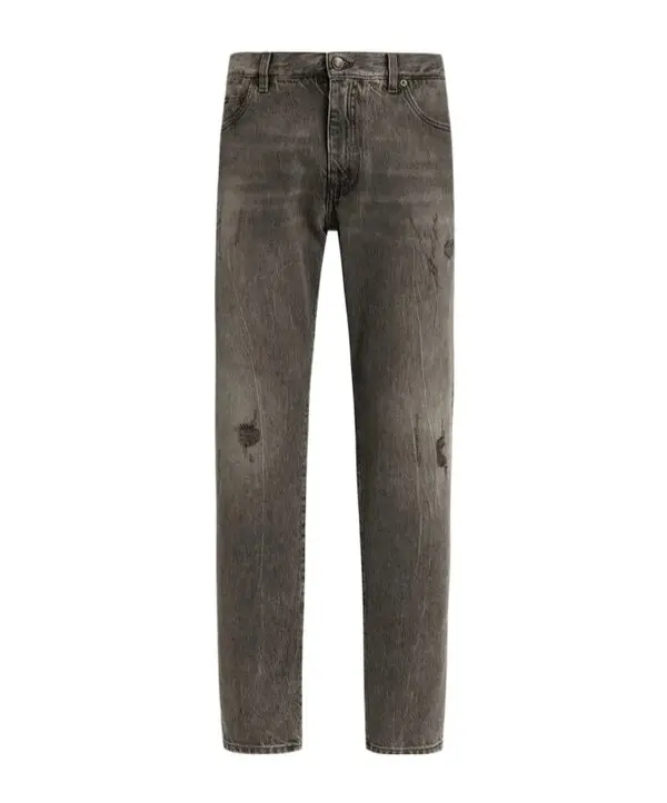 Dolce & Gabbana Distressed Straight Leg Jeans - Black