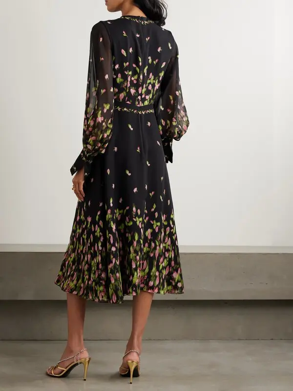 Erdem Pleated Print Dress