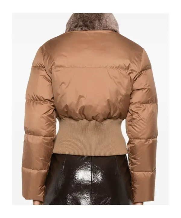 Fendi Cropped Puffer Jacket With High Waistband - Nude