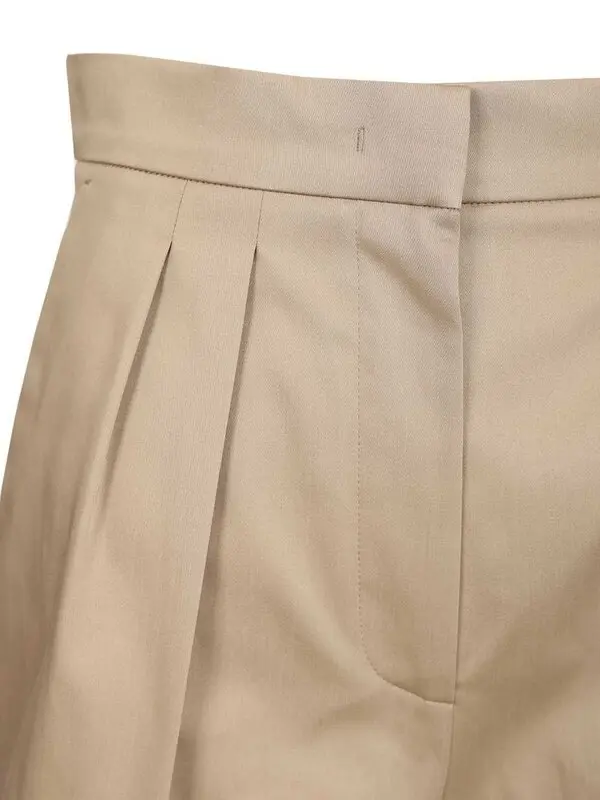 Max Mara Pleated High-waist Tailored Shorts - Khaki