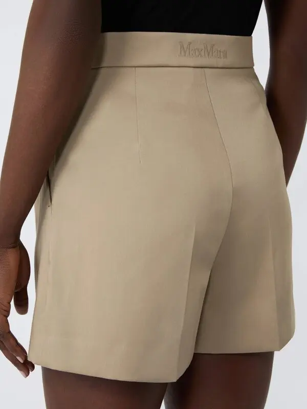 Max Mara Pleated High-waist Tailored Shorts - Khaki