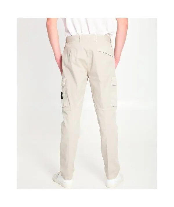 Stone Island Logo Patch Cargo Trousers - Light Grey