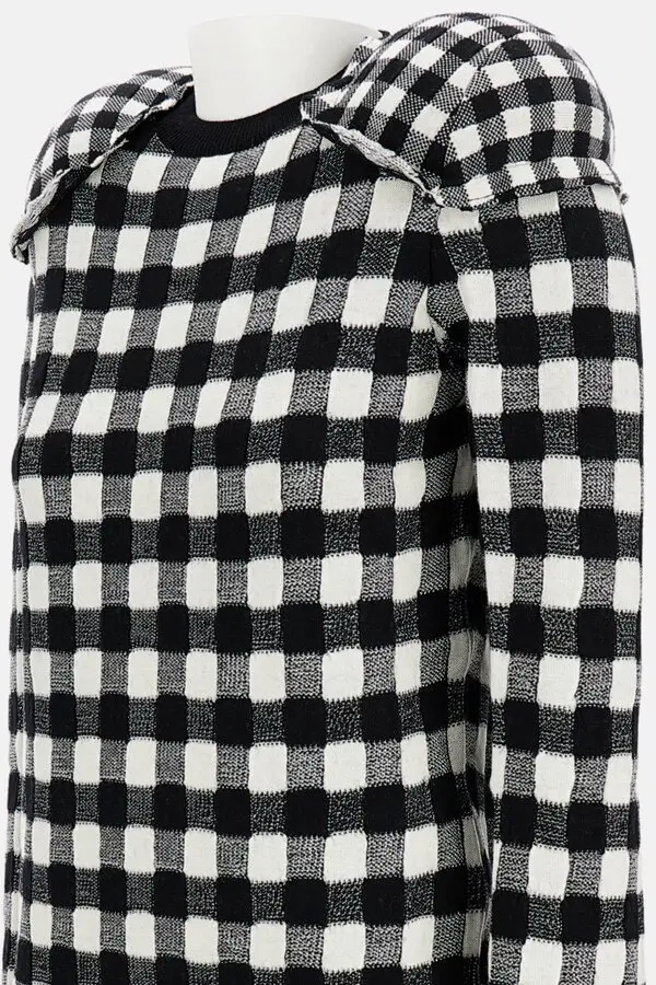 Comme Des Garçons Loose Knit Sweater With Padded Shoulders And Check Pattern