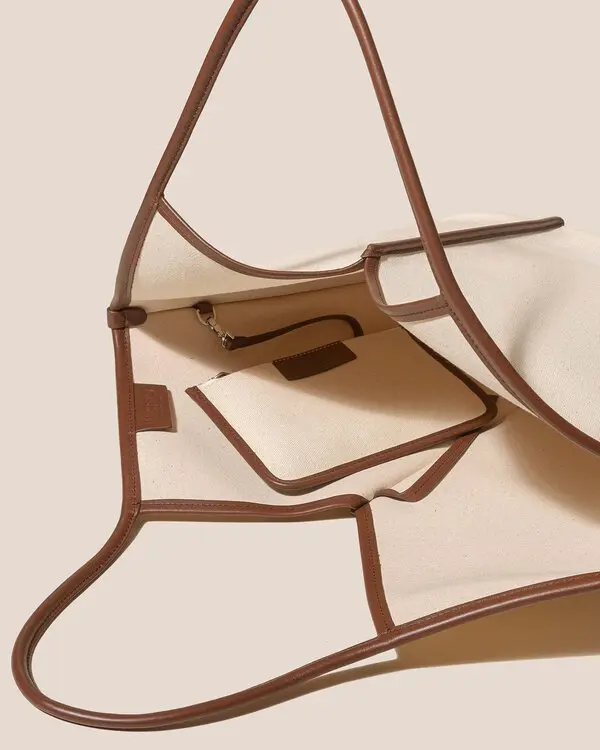 Hereu Calella Open Top Tote Bag - Beige/chestnut