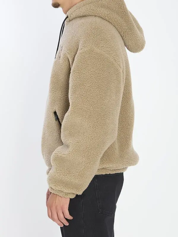 Celine Hooded Fleece Jacket With Triomphe Tassel - Beige/black