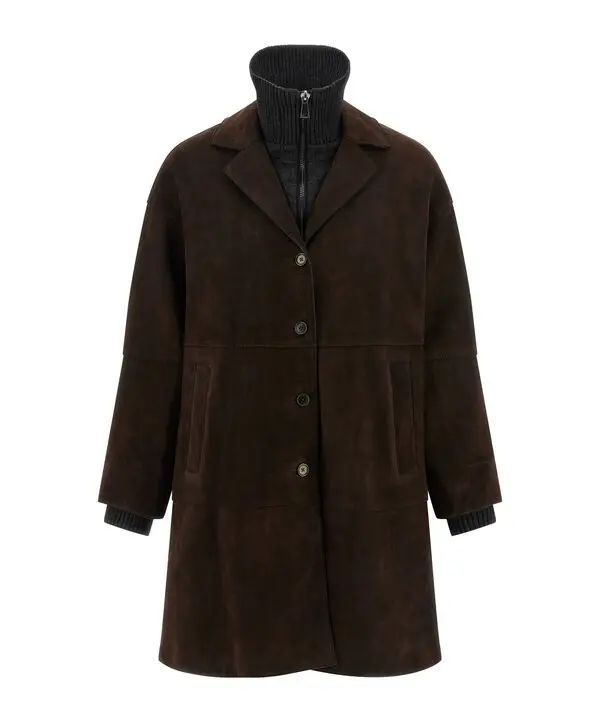 P.a.r.o.s.h Suede Coat With Knit Insert