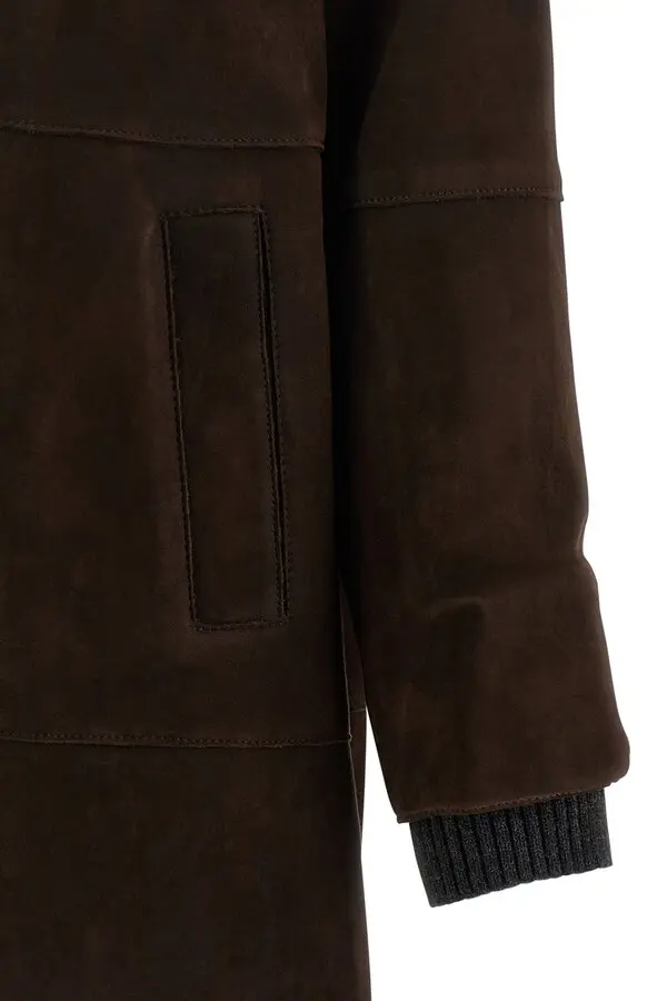 P.a.r.o.s.h Suede Coat With Knit Insert