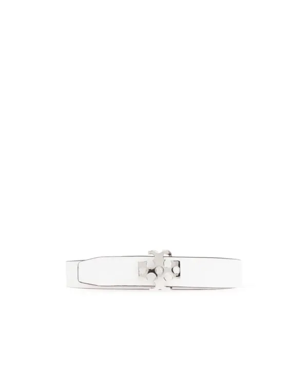 Tory Burch Leather Belt With Silver Metal Buckle - White