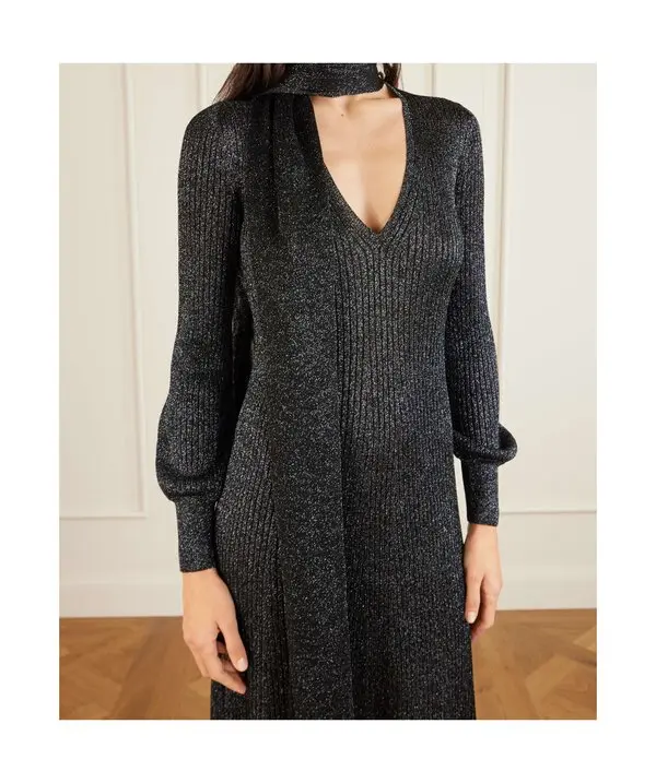 Valentino Garavani Long Sleeve V-neck Knit Dress