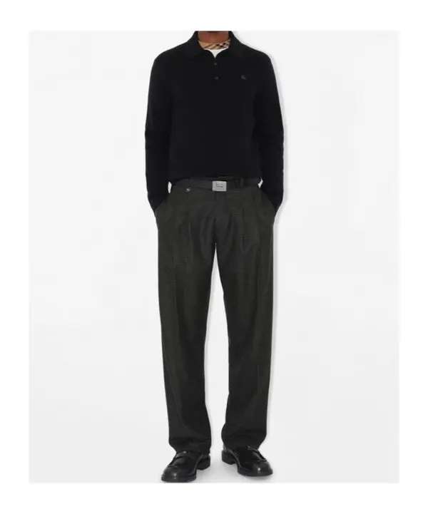 Burberry Ekd Embroidered Long-sleeved Polo Shirt