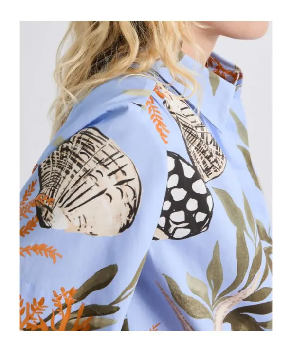 Marella Short-sleeve Collared Shirt With Marine Print