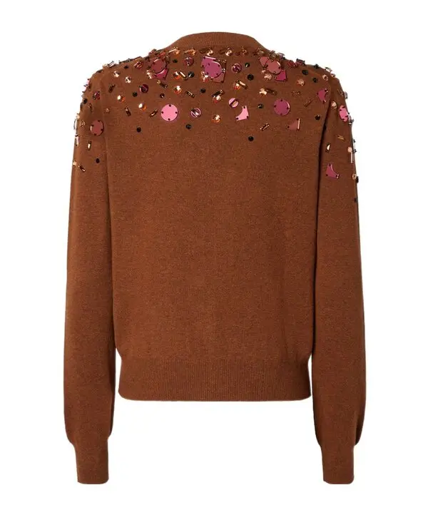 Fendi Embellished Buttoned Crewneck Cardigan - Brown