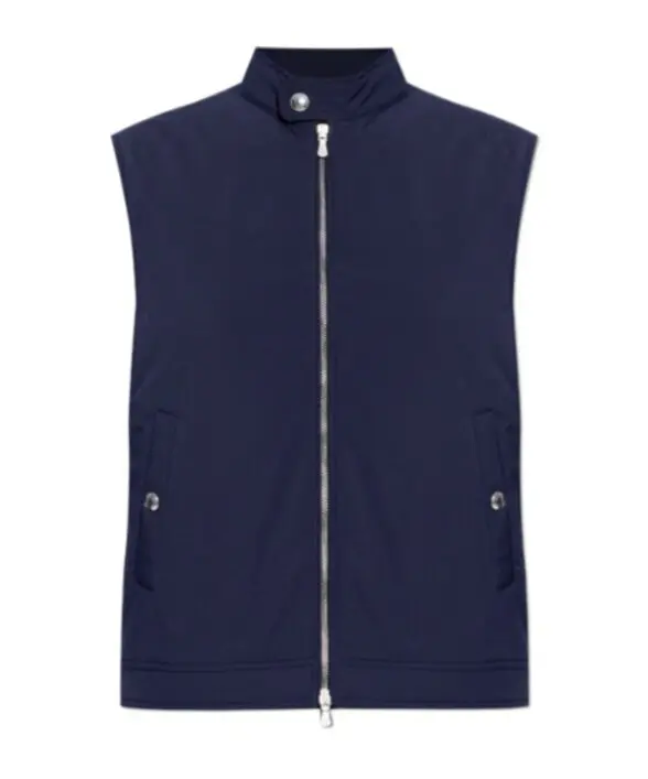 Eleventy Stand Collar Quilted Vest - Blue