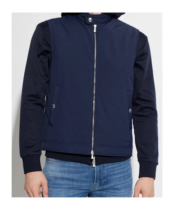 Eleventy Stand Collar Quilted Vest - Blue