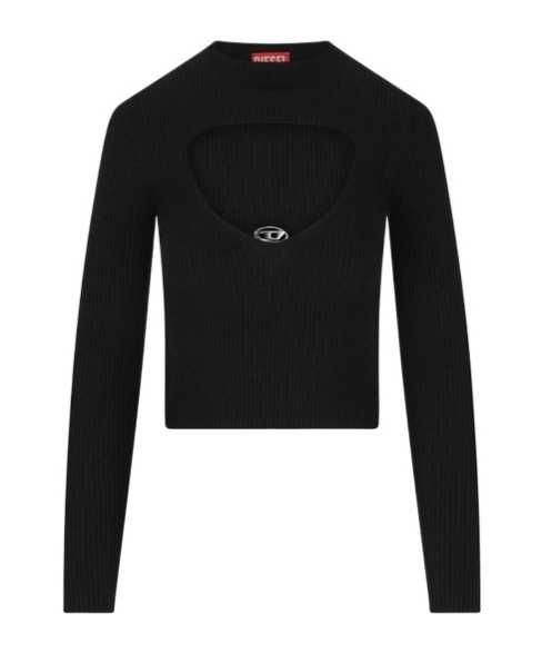 DIESEL® Oval-d Plaque Cut-out Knitted Jumper - Black
