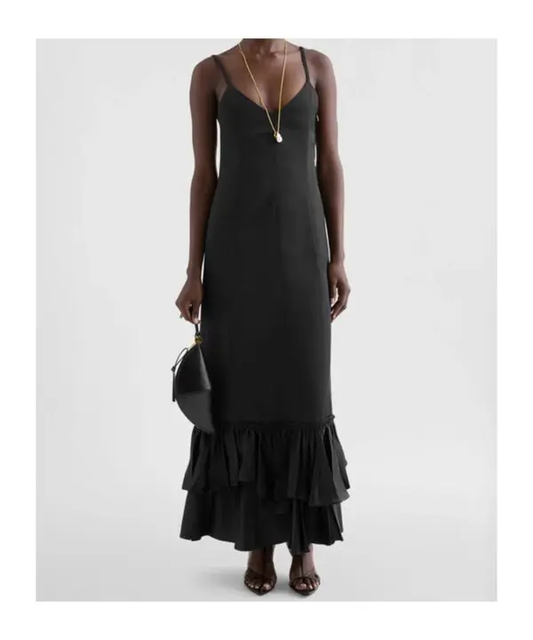 JIL SANDER Silk Blend Ruffle Dress