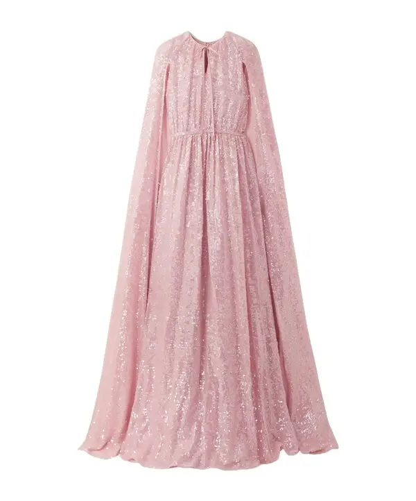 Erdem Kenley Shawl-style Sequined Gown