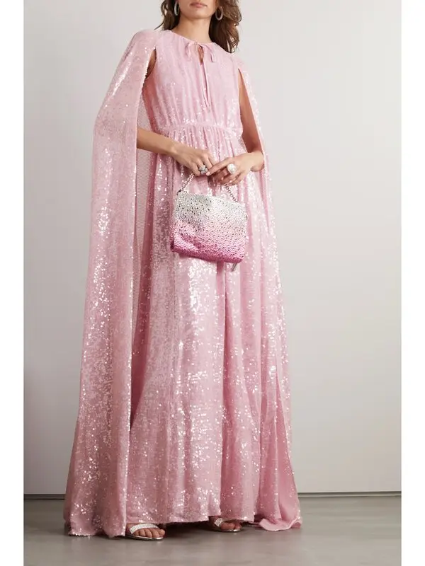 Erdem Kenley Shawl-style Sequined Gown