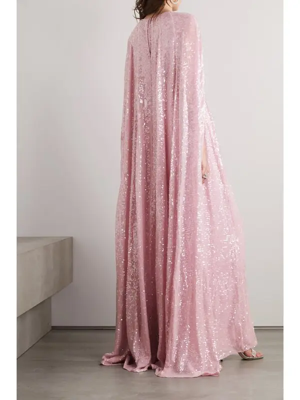 Erdem Kenley Shawl-style Sequined Gown