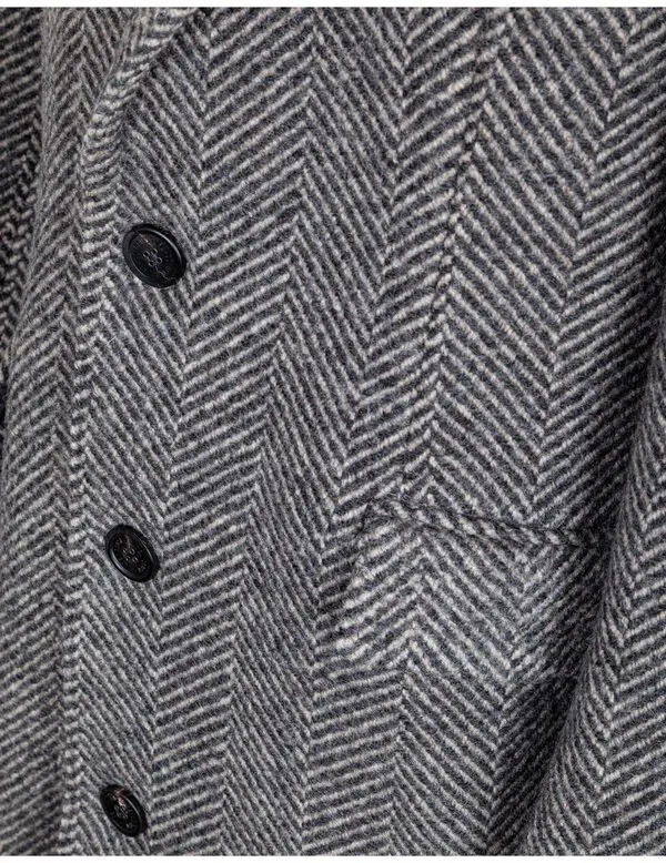 GOLDEN GOOSE Long Sleeve Herringbone Patterned Coat