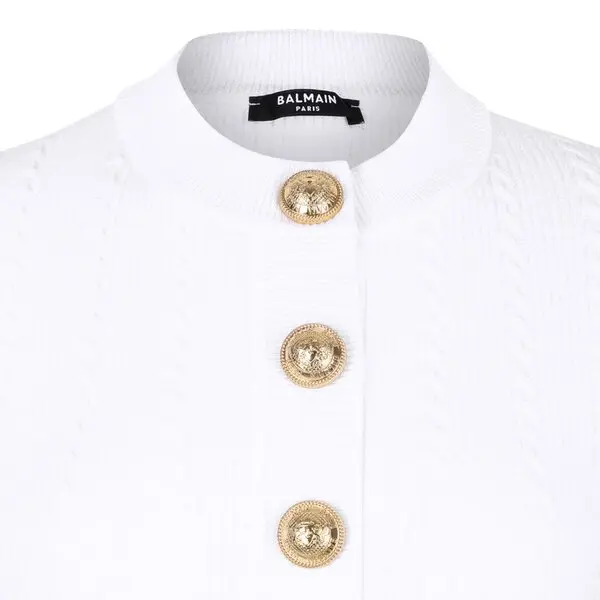 Balmain Ribbed Buttoned Short-sleeve Top
