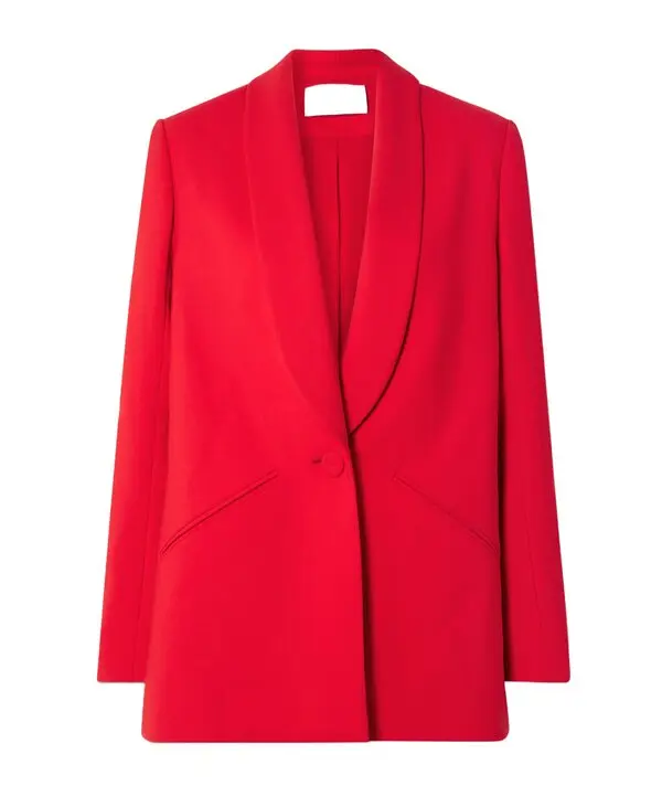 Carolina Herrera Wool Blend Slim Fit Shawl Collar Suit Jacket - Red