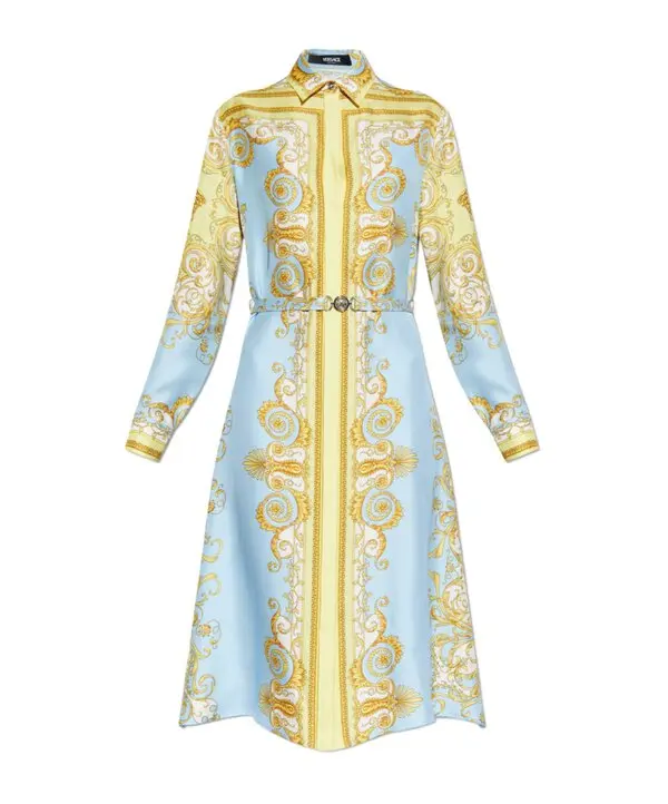 Versace Printed Belted Dress - Multi-color