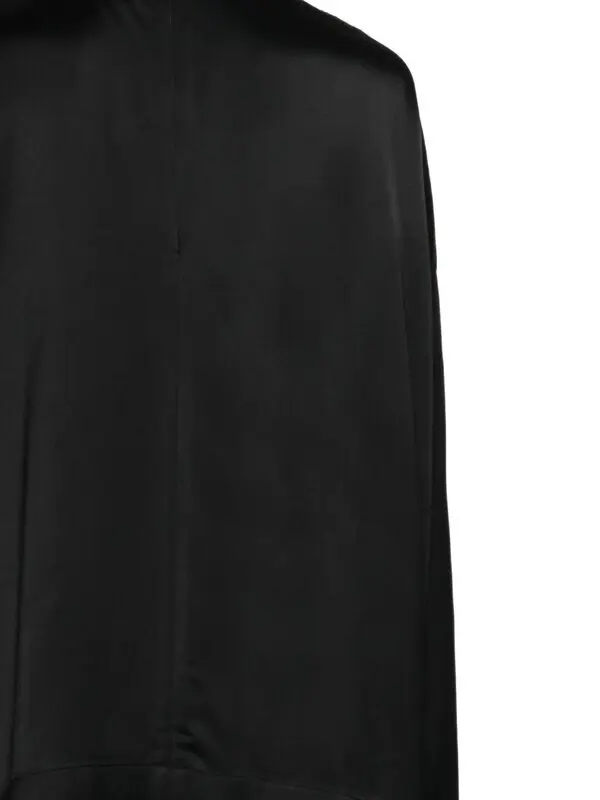 TOTEME Boxy Satin Top With Round Neck And Long Sleeves - Black