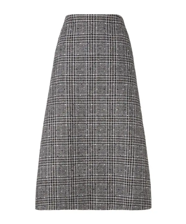 Fendi Checked Tweed Midi Skirt