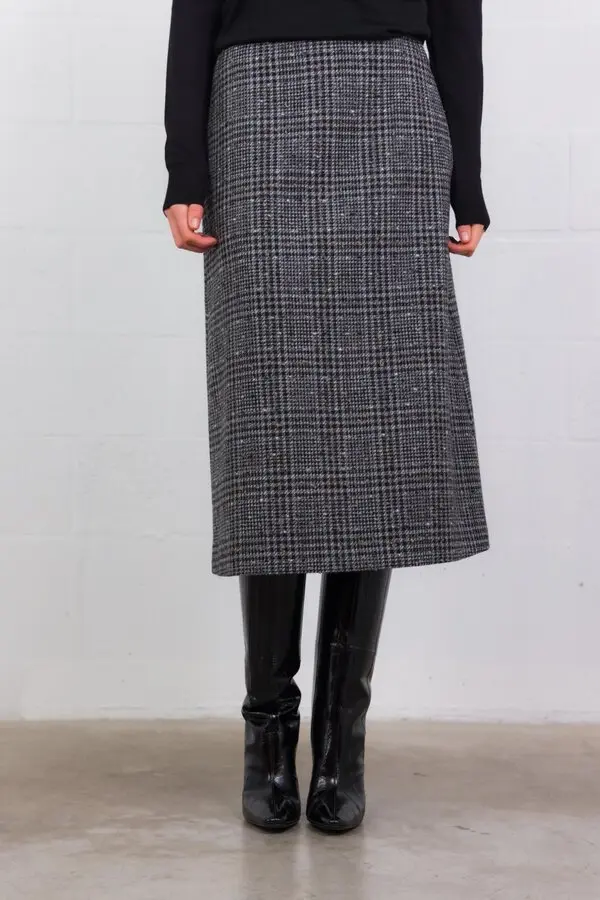 Fendi Checked Tweed Midi Skirt