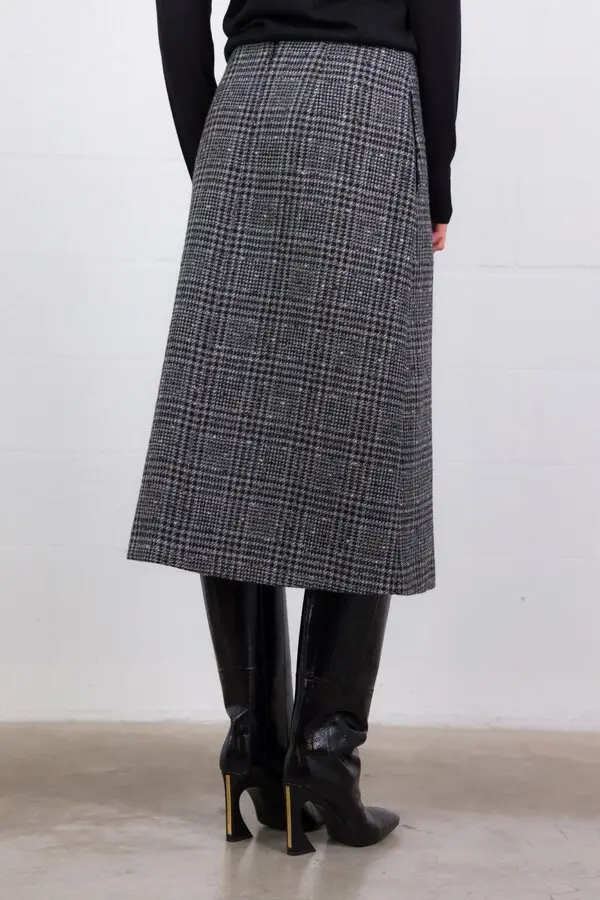 Fendi Checked Tweed Midi Skirt