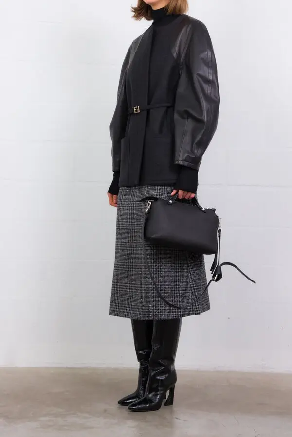Fendi Checked Tweed Midi Skirt
