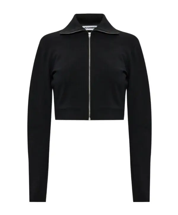 JIL SANDER Zipped Cropped Jacket - Black
