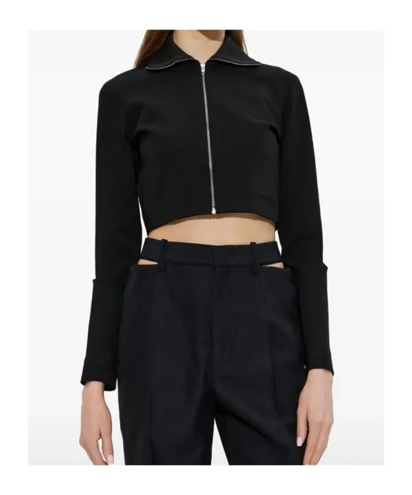 JIL SANDER Cropped Zip Jacket - Black