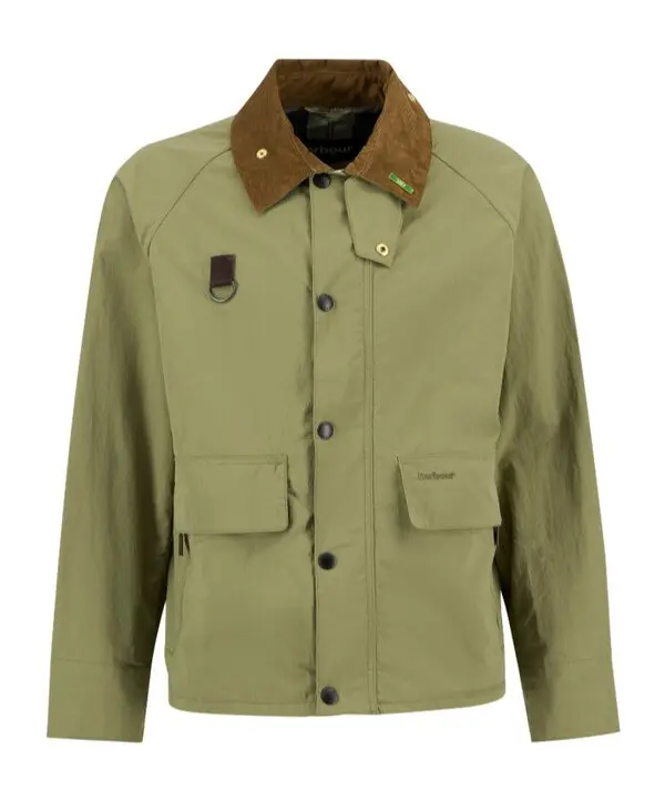 Barbour Icons Spey Jacket With Cord Collar And Embroidered Detail - Bleached Olive