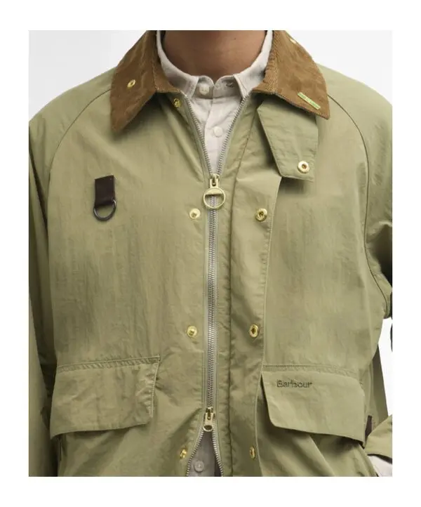 Barbour Icons Spey Jacket With Cord Collar And Embroidered Detail - Bleached Olive