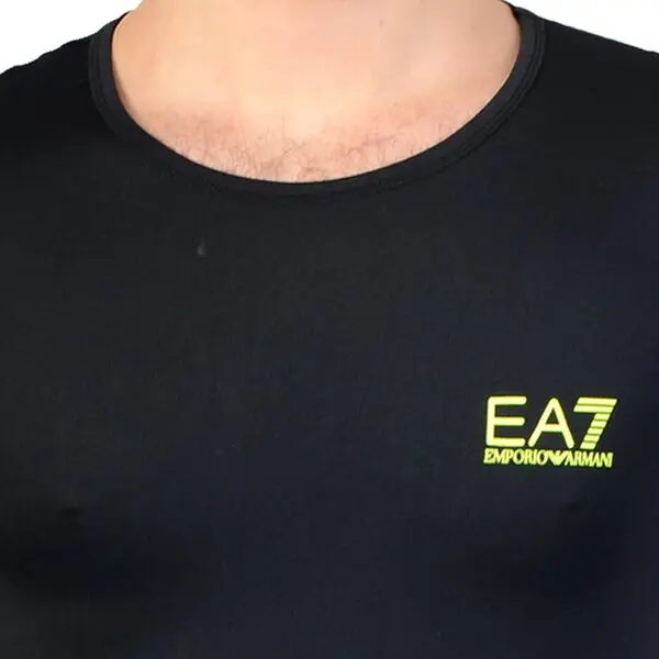 EA7 Logo T-shirt With Round Neck - Black