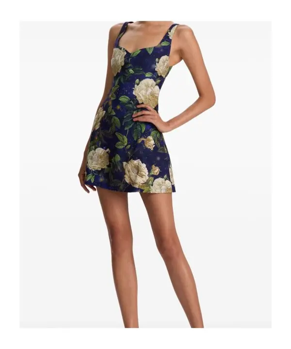 ALICEOLIVIA Printed Sweetheart Neckline A-line Mini Dress