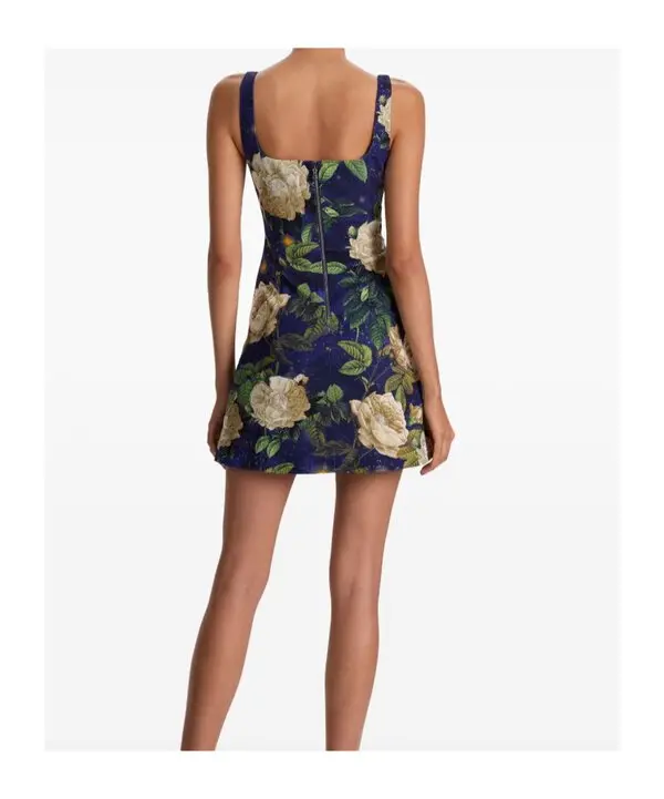 ALICEOLIVIA Printed Sweetheart Neckline A-line Mini Dress