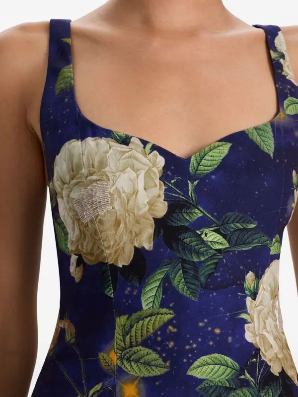 ALICEOLIVIA Printed Sweetheart Neckline A-line Mini Dress