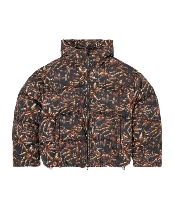 DIESEL® W-spider" Hooded Puffer Jacket - Black/brown
