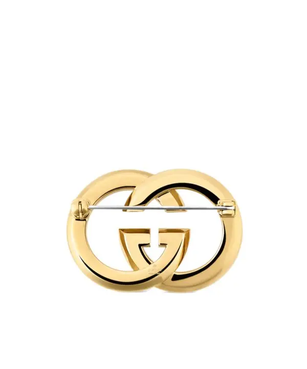 Gucci Interlocking Crystal Brooch - Yellow