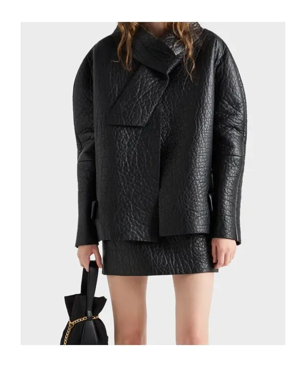 Prada Bonded Nappa Leather Jacket With Shawl Collar