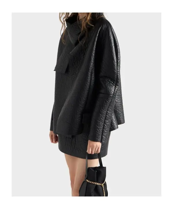 Prada Bonded Nappa Leather Jacket With Shawl Collar
