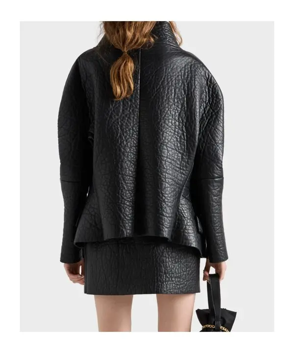 Prada Bonded Nappa Leather Jacket With Shawl Collar