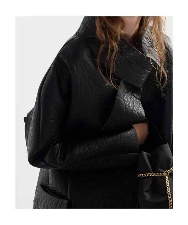 Prada Bonded Nappa Leather Jacket With Shawl Collar