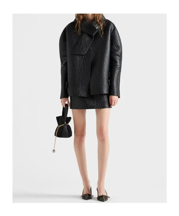 Prada Bonded Nappa Leather Jacket With Shawl Collar